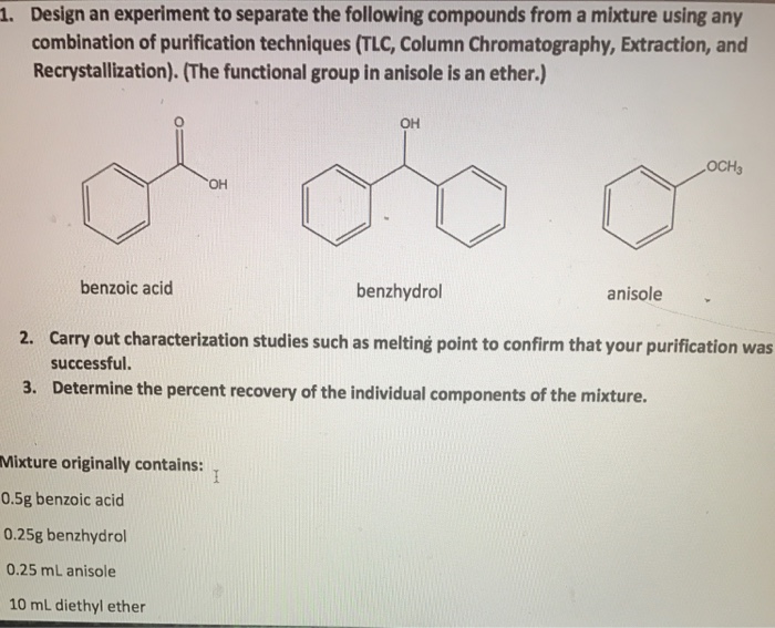 Solved Design an experiment to separate the following | Chegg.com