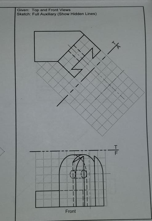 Solved Given: Top and Front Views Sketch: Full Auxiliary | Chegg.com