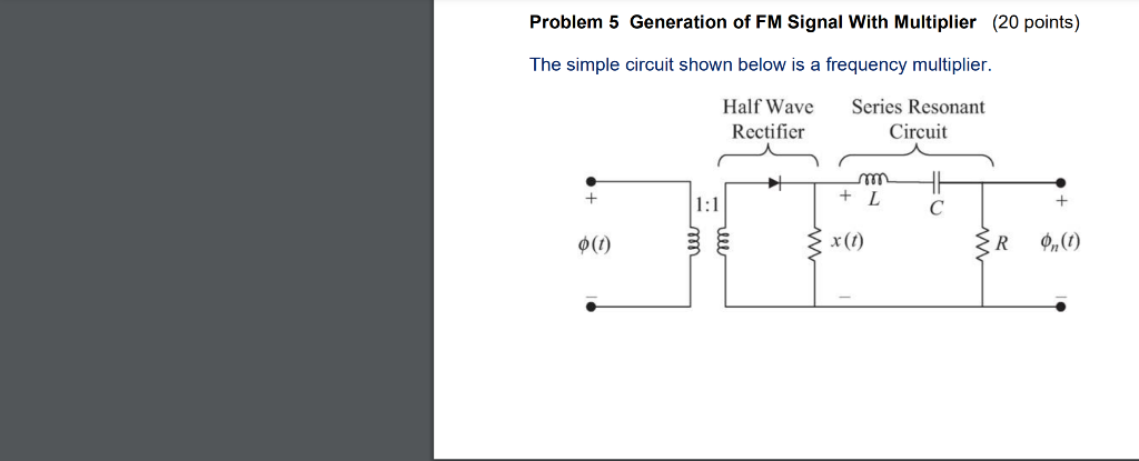 Solved Problem 5 Generation of FM Signal With Multiplier (20 | Chegg.com