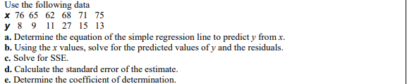 Solved Use the following dataa. ﻿Determine the equation of | Chegg.com