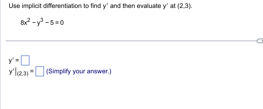 Solved Use implicit differentiation to find y′ and then | Chegg.com