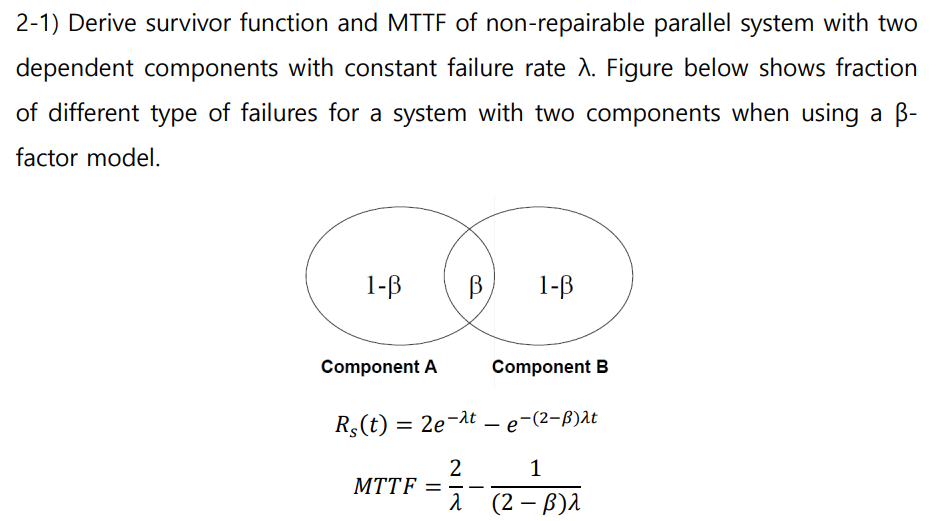 Solved 2-1) Derive survivor function and MTTF of | Chegg.com