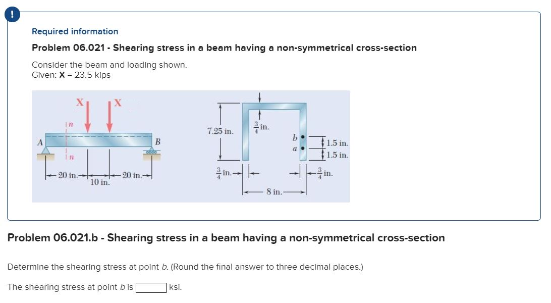 Solved Required information Problem 06.021 - Shearing stress | Chegg.com