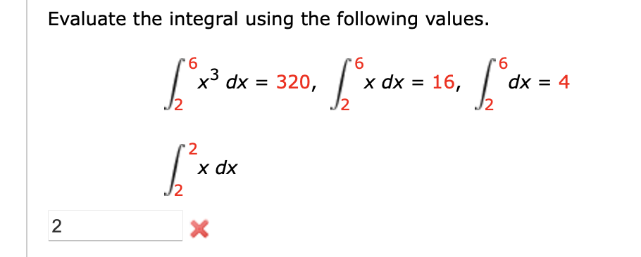 Solved Evaluate the integral using the following values. | Chegg.com
