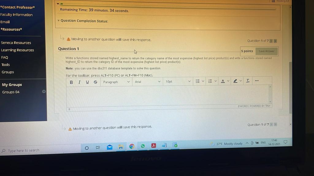 *Contact Professor* Remaining Time: 39 minutes, 34 | Chegg.com