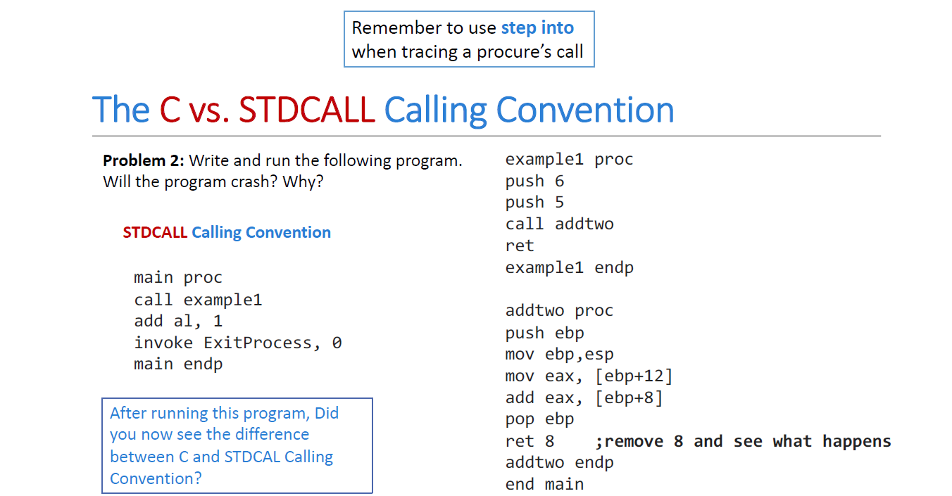 Remember to use step into when tracing a procure's | Chegg.com