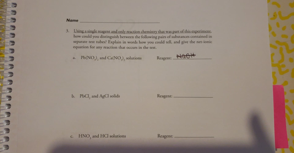 Solved SU Name 3. Using a single reagent and only reaction | Chegg.com