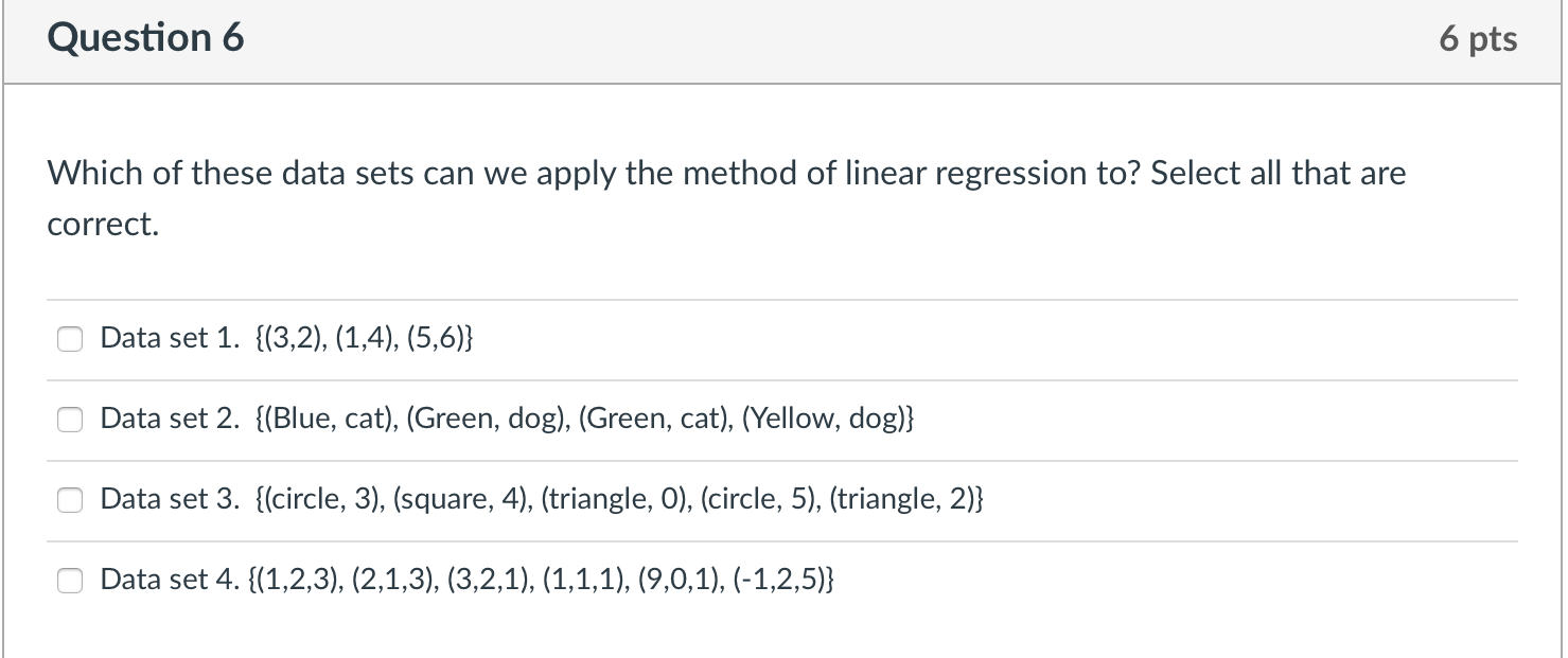 Solved Which of these data sets can we apply the method of | Chegg.com