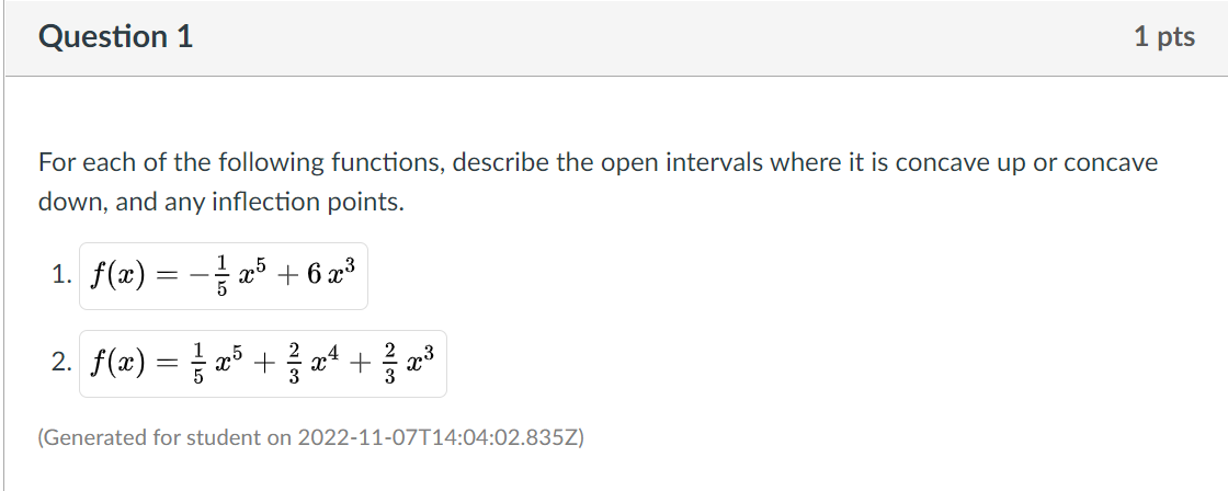 Solved For each of the following functions, describe the | Chegg.com