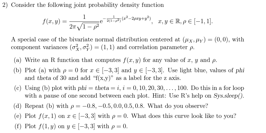 2) Consider the following joint probability density | Chegg.com