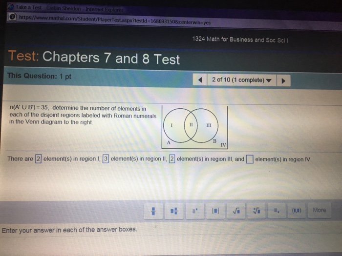 Solved 1324 Math for Business and Soc S Test: Chapters 7 and | Chegg.com