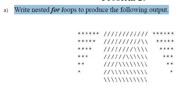 a) Write nested for loops to produce the following | Chegg.com
