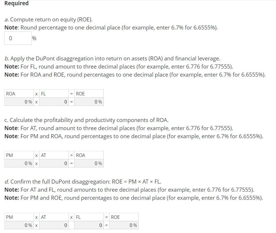 Solved Compute the DuPont Disaggregation of ROE Refer to the | Chegg.com