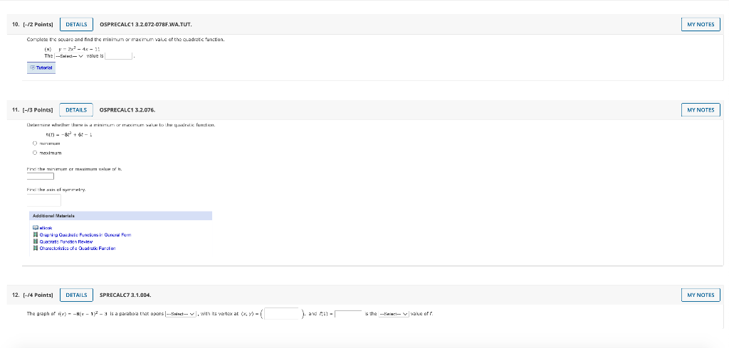 Solved Complete the equare and find the minimum or maximum | Chegg.com