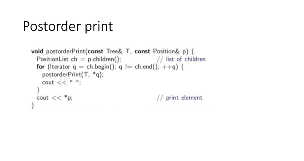 Example application for post order traversal Example | Chegg.com
