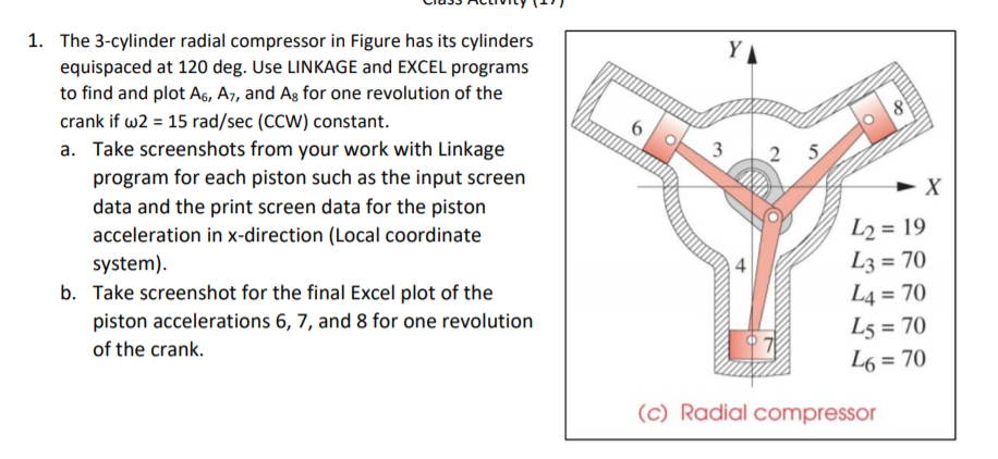 Solved 1. The 3-cylinder radial compressor in Figure has its | Chegg.com
