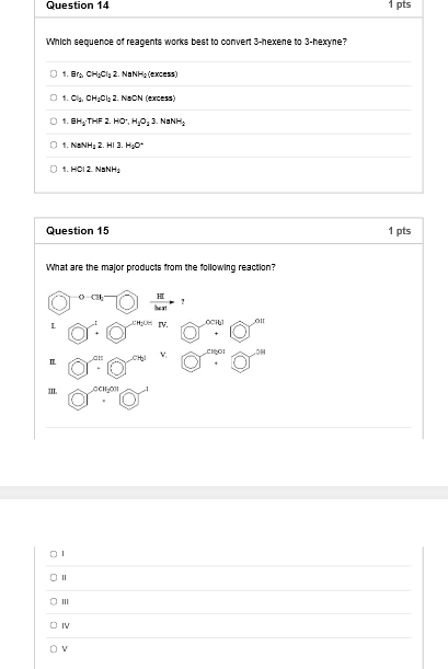 Solved 1 pts Question 14 Which sequence of reagents works | Chegg.com