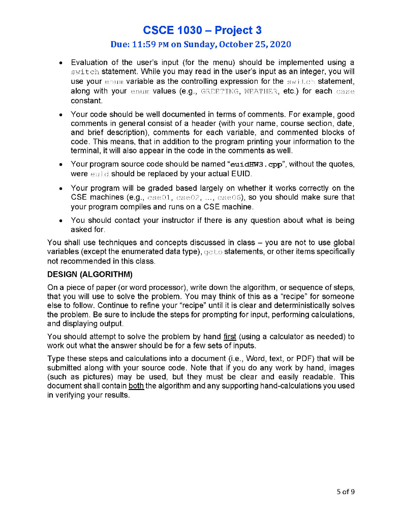 32 CSCE 1030 - Project 3 Due: 11:59 PM on Sunday, | Chegg.com