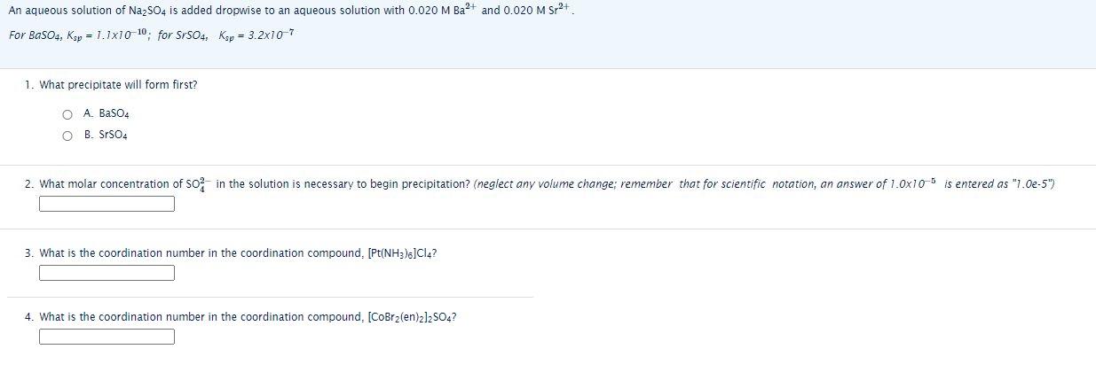 Solved An aqueous solution of Na2SO4 is added dropwise to an | Chegg.com