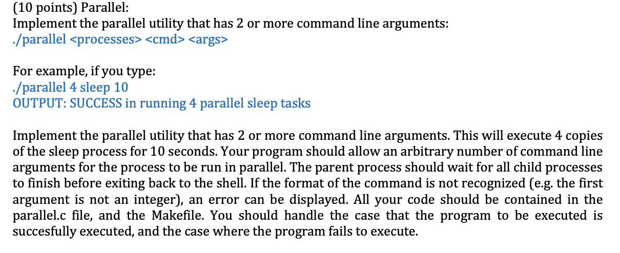 (10 points) Parallel: Implement the parallel utility | Chegg.com