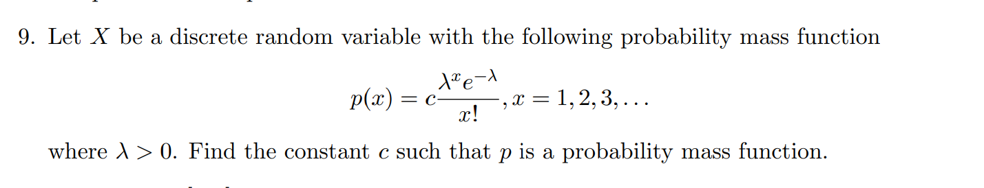 Solved 9. Let X be a discrete random variable with the | Chegg.com