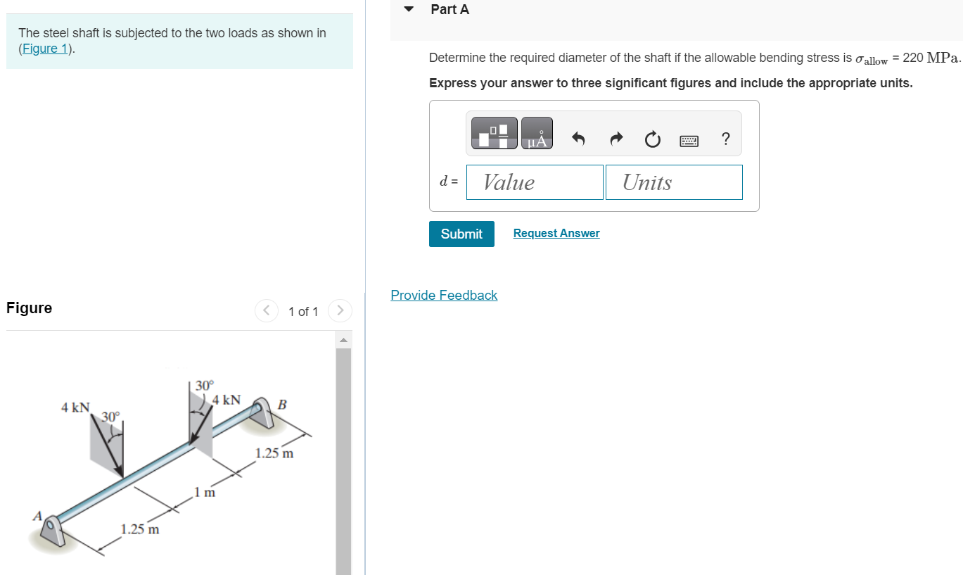 Solved The steel shaft is subjected to the two loads as | Chegg.com