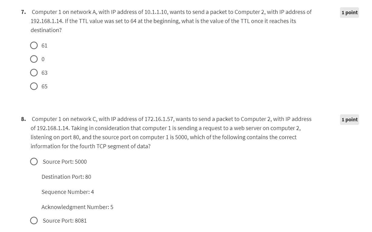 Solved Use the following scenario to answer the 10 questions | Chegg.com