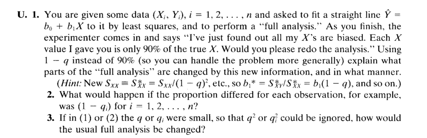 Solved 1. You are given some data (Xi,Yi),i=1,2,…,n and | Chegg.com
