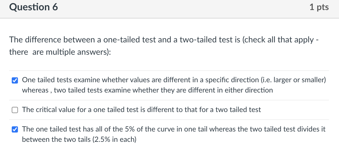 Solved The Difference Between A One Tailed Test And A 5435