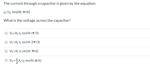 Solved The current through a capacitor is given by the | Chegg.com
