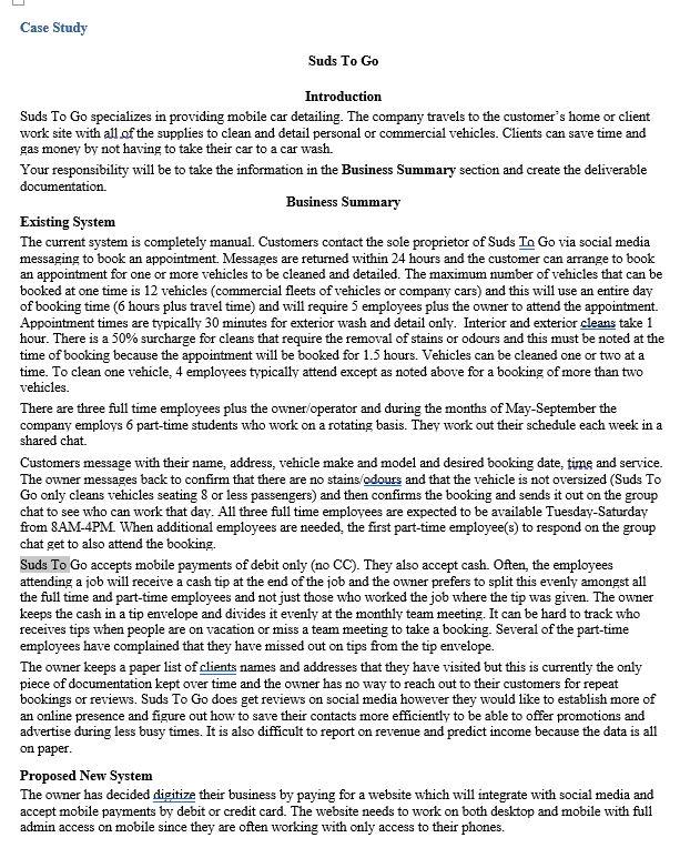 Solved Case Study Suds To Go Introduction Suds To Go | Chegg.com