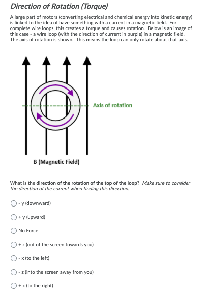 Solved Direction of Rotation (Torque) A large part of motors | Chegg.com