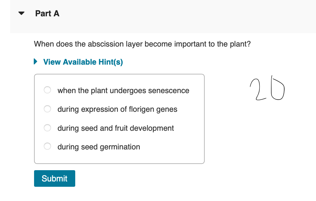 Solved When does the abscission layer become important to | Chegg.com