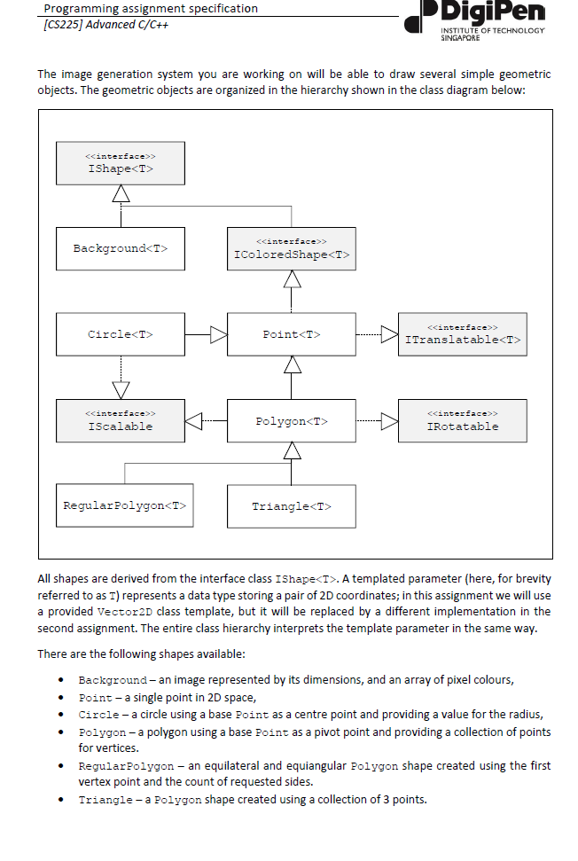 2. Specification In this and the next assignment you | Chegg.com