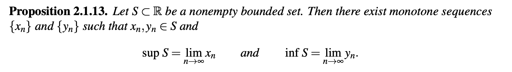 Solved Proposition 2.1.13. Let S⊂R be a nonempty bounded | Chegg.com
