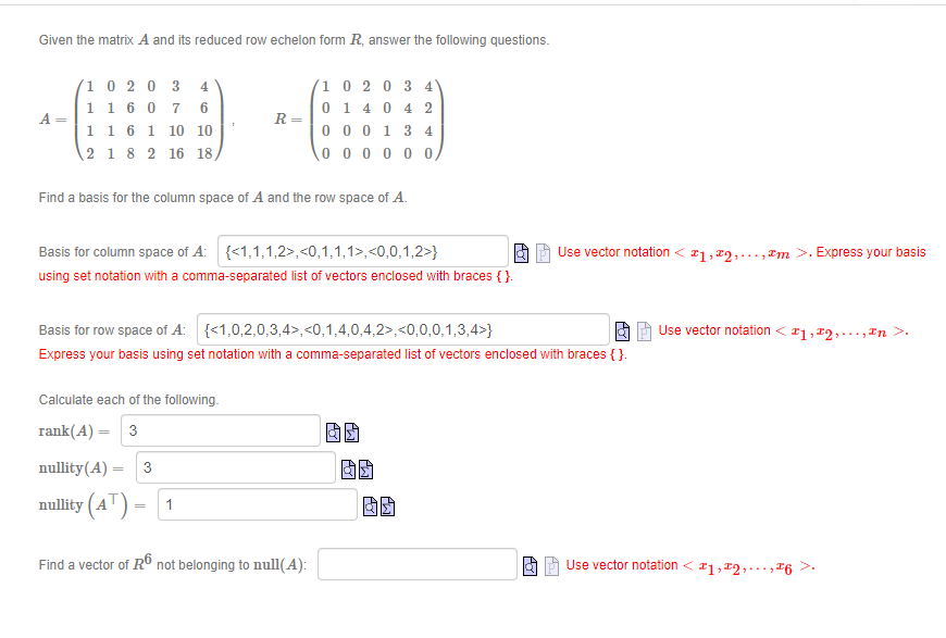 Solved Given the matrix A and its reduced row echelon form | Chegg.com