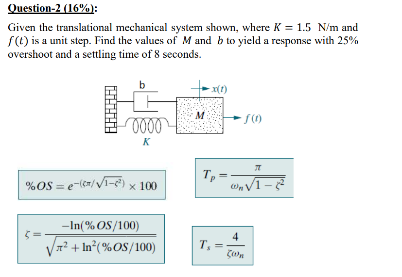 Solved Question-2 (16%): Given the translational mechanical | Chegg.com