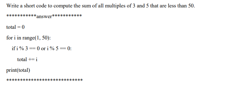 Solved Write a short code to compute the sum of all | Chegg.com