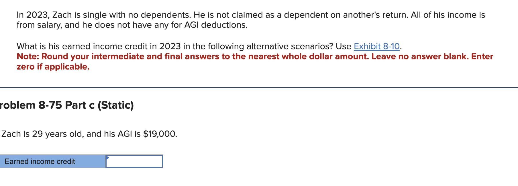 Solved EXHIBIT 8-10 2023 Earned Income Credit Table Source: | Chegg.com