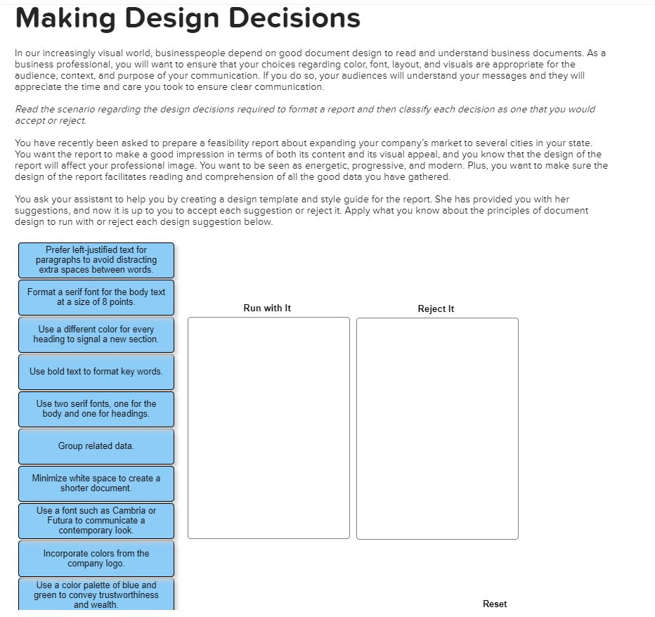 Solved Making Design Decisions In our increasingly visual | Chegg.com