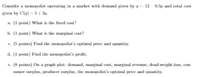 Solved Consider a monopolist operating in a market with | Chegg.com