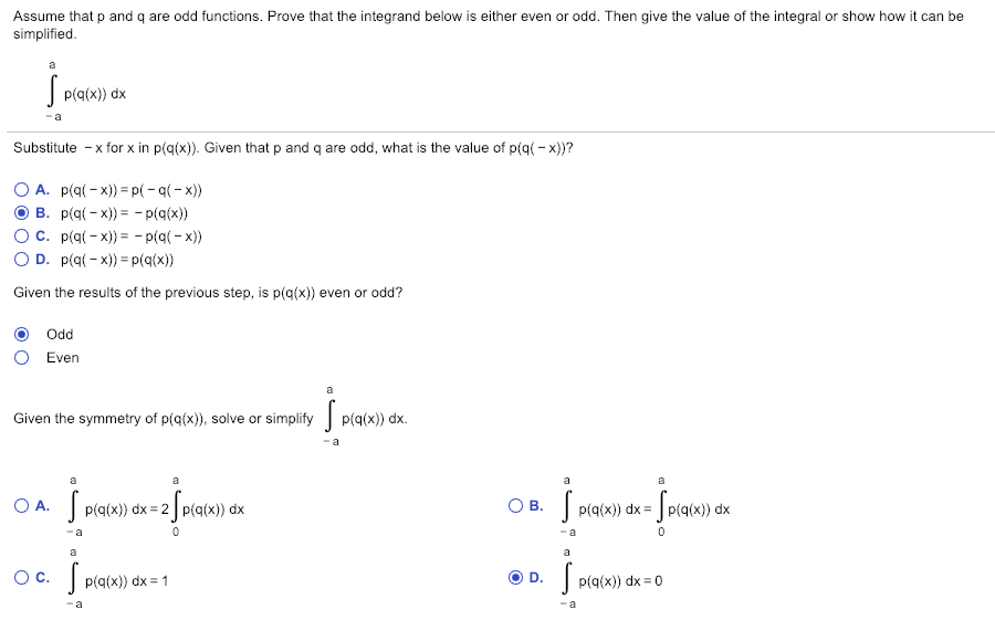Solved Assume that p and q are odd functions. Prove that the | Chegg.com