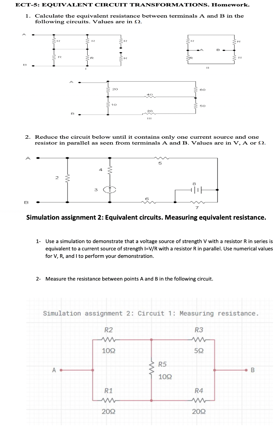 Solved ECT-5: EQUIVALENT CIRCUIT TRANSFORMATIONS. Homework. | Chegg.com