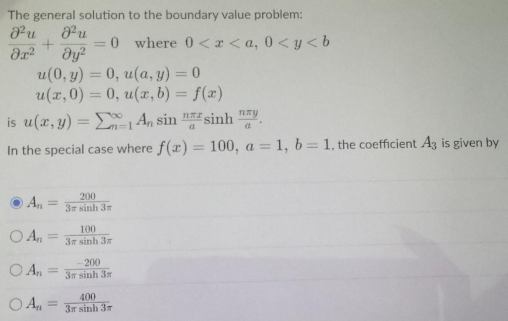 Solved The general solution to the boundary value problem: | Chegg.com