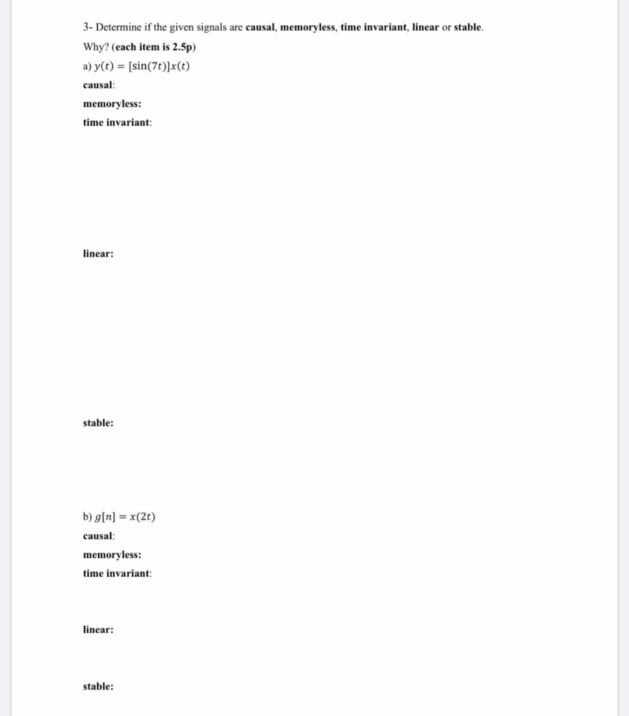 Solved 3- Determine if the given signals are causal, | Chegg.com