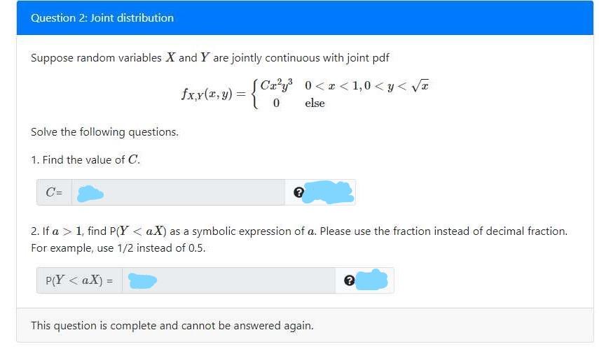 Solved Question 2:Joint distribution Suppose random | Chegg.com