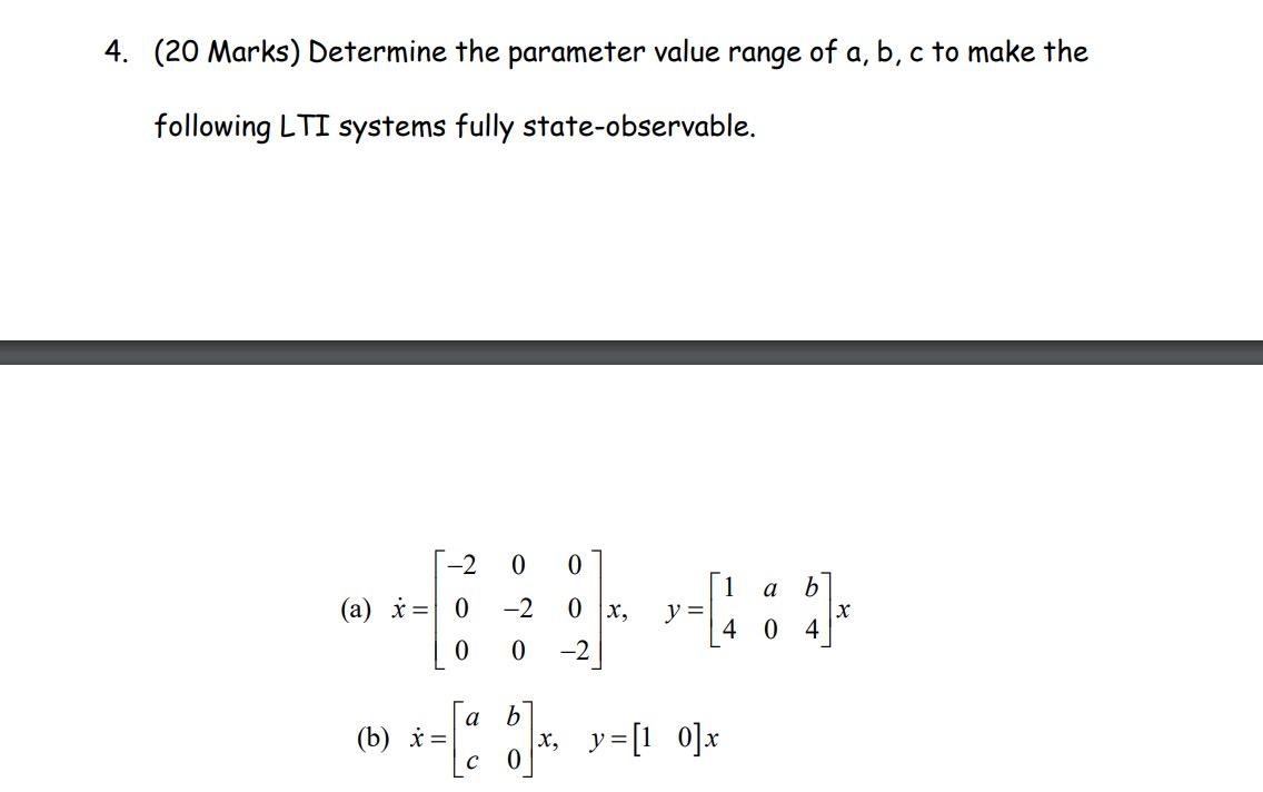 4. (20 Marks) Determine the parameter value range of | Chegg.com
