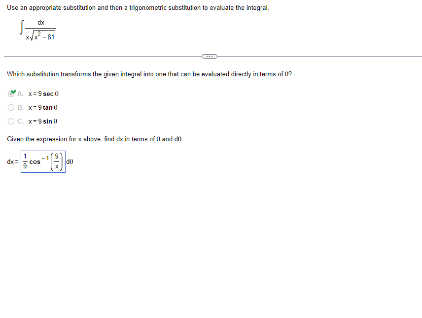 Solved Use an appropriate substitution and then a | Chegg.com