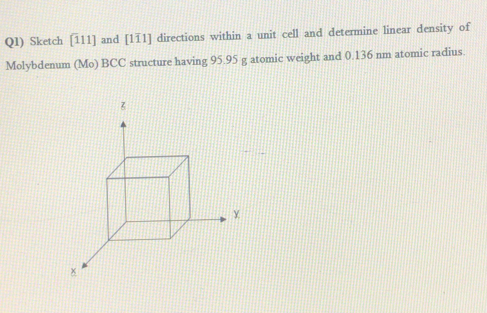 Solved QI) Sketch [111] and [111] directions within a unit | Chegg.com