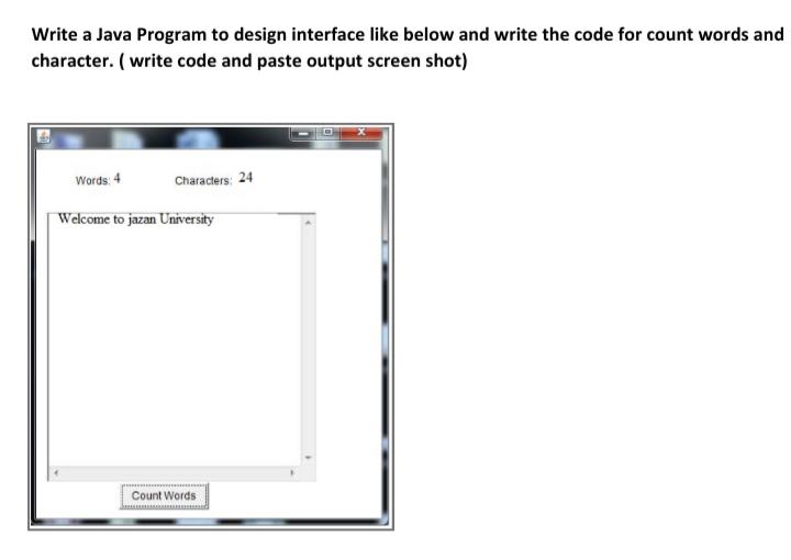 Solved Write a Java Program to design interface like below | Chegg.com